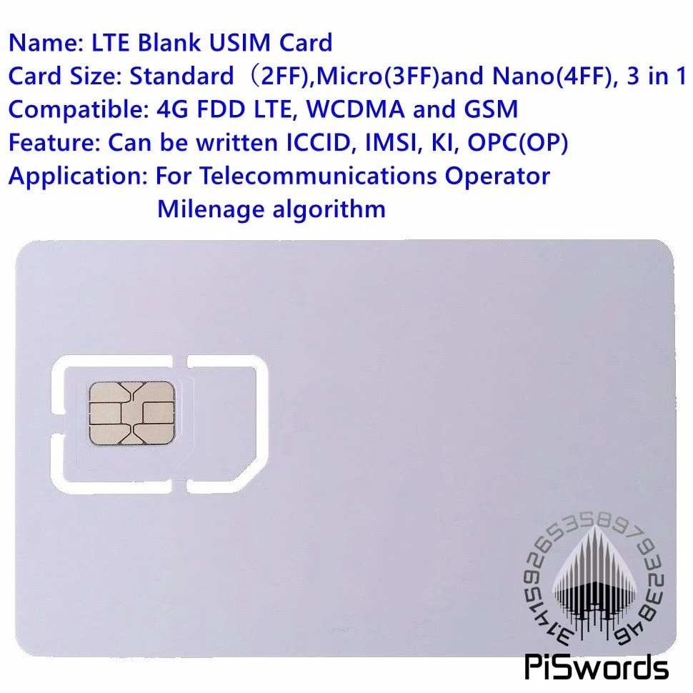 Piswords Sim Usim Card 4g Lte Wcdma Gsm Blank Mini Nano Micro Writable ...