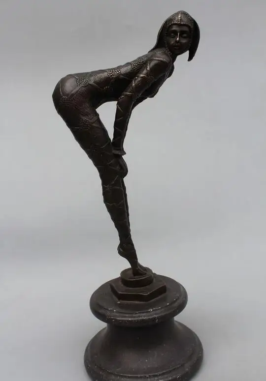 19"western Art Bronze Marble Raised Buttocks Belle Women Sculpture ...
