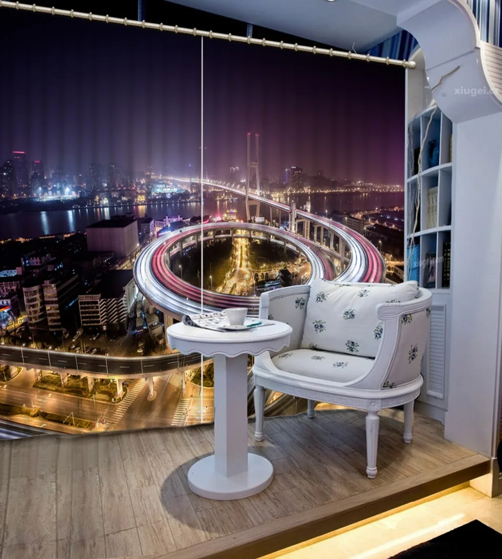 New-Window-Curtain-Custom-City-night-view-Bedroom-Blackout-Curtains ...
