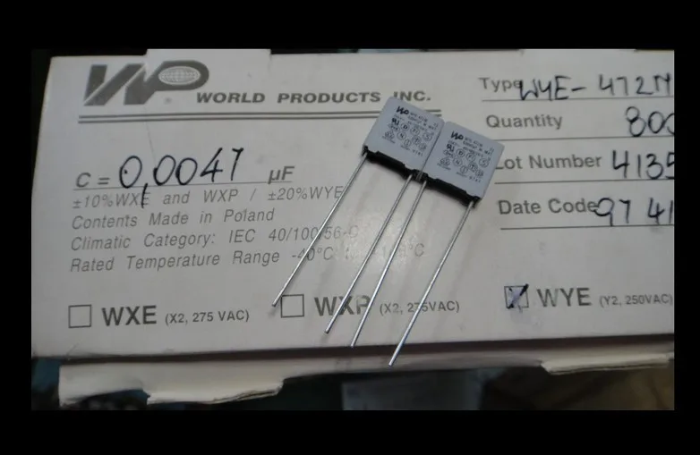 WORLD CAPACITOR / WORLD 0.0047uf/250vAC(4.7nf 4700pf 472)Y2 Film ...