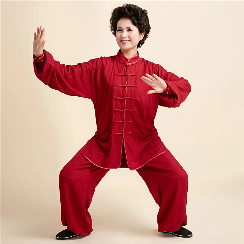 Women-Red-Color-Mandarin-Collar-Martial-Arts-Tai-Chi-Suits-Long-Sleeve ...