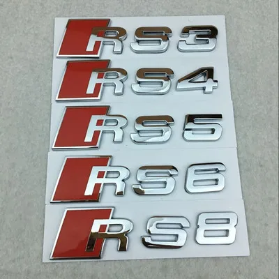 Silver Metal Chrome Trunk Badge Emblem Logo Sticker for Audi RS3 RS4 ...