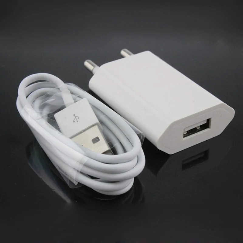 White EU Plug Wall Power Charger Adapter + USB Charging Cable For Apple ...