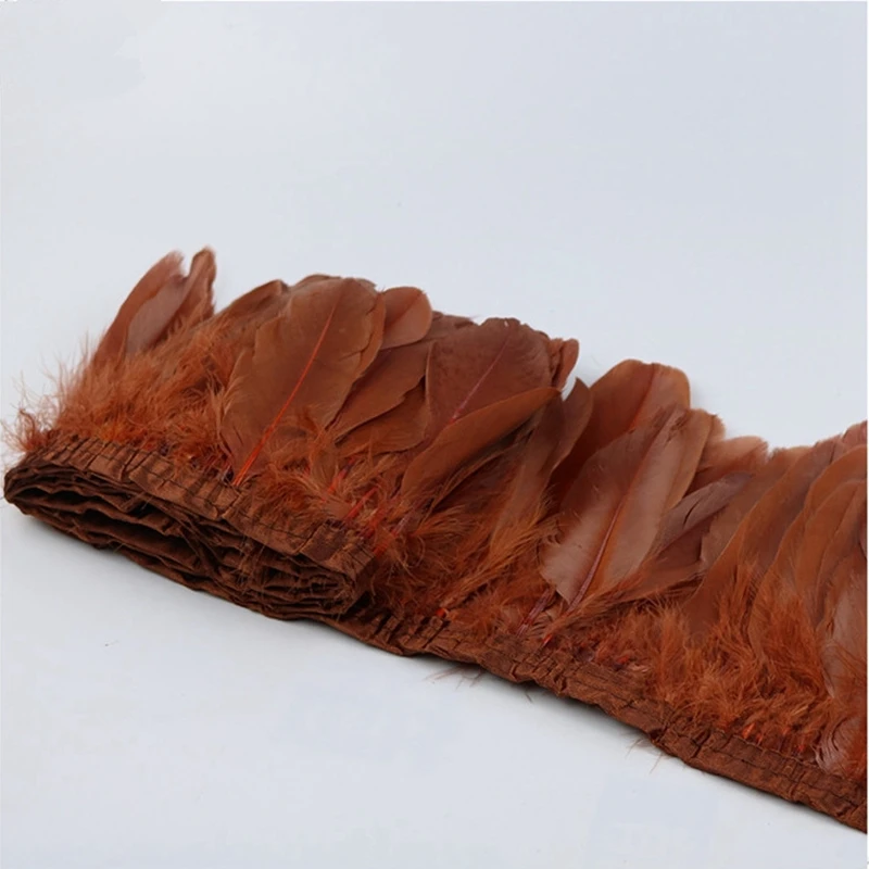 Plume de déco,Bandes en plumes d'oie teintées pour robe, rubans de ...