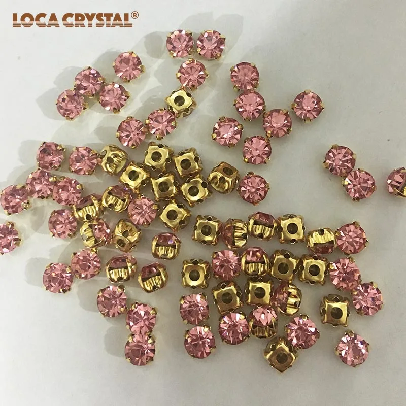 Light Rose Color Pointback Claw Rhinestone Glass with Setting Strass ...