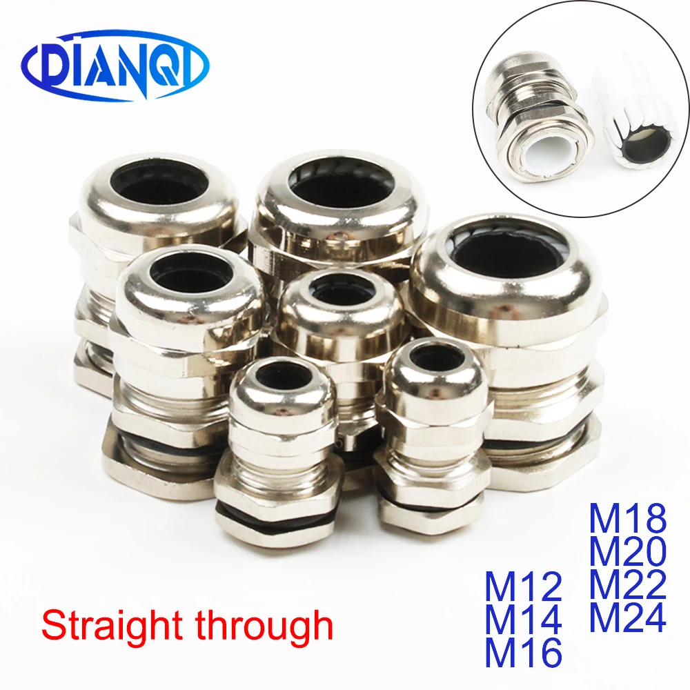 Free Shipping Brass Metal cable glands M12 M14 M16 M18 M20 M22 M24x1.5 ...
