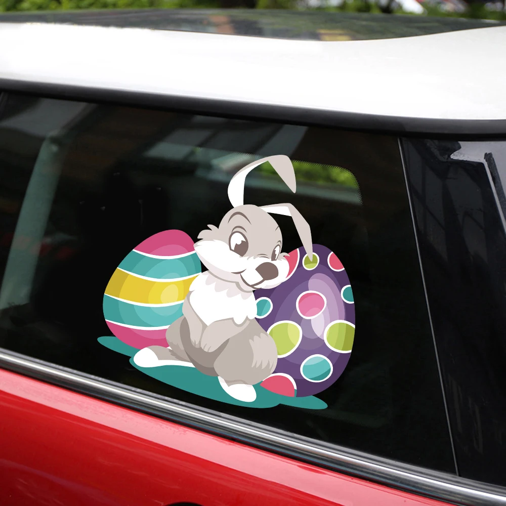 Removable & Reusable Stickers For HAPPY EASTER Bunny and Two Colored ...