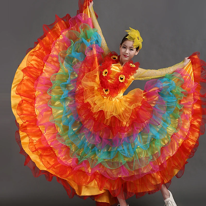 Colorful Flamenco Dancer Costume