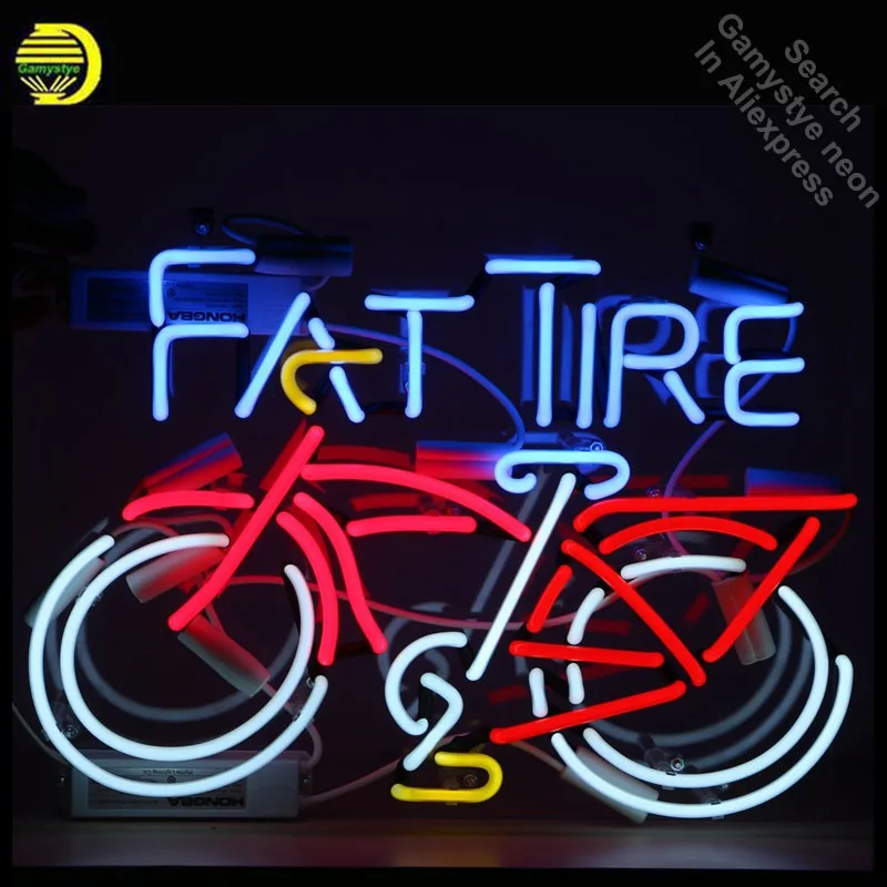 FAT TIRE Bicycle Club Neon Signs Handcrafted Neon Bulb Sign Glass Tube ...