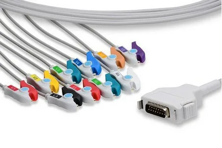 Compatible 12 Channel EKG/EKG Cable 10 Leads Clip AHA for Fukuda Denshi ...