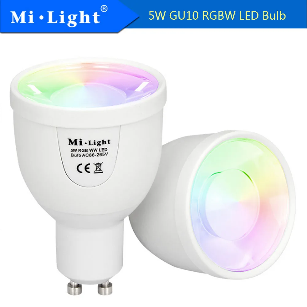 Milight FUT018 5W GU10 RGBW LED Spotlight 2.4G Led Bulb light Wireless ...