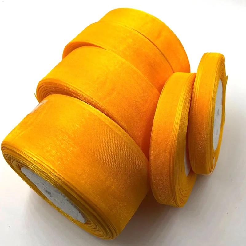 50 Yards Orange organza Ribbon Wedding Party Decoration Gift Wrapping ...