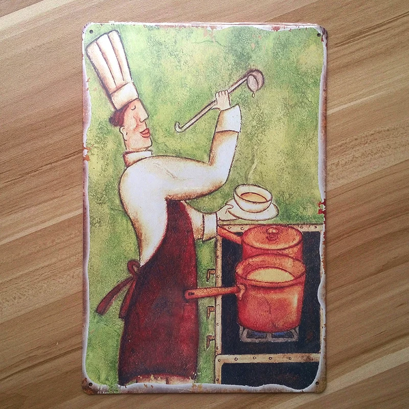 Free ship FOOD COOK Chef Vintage tin sign Retro metal painting wall ...