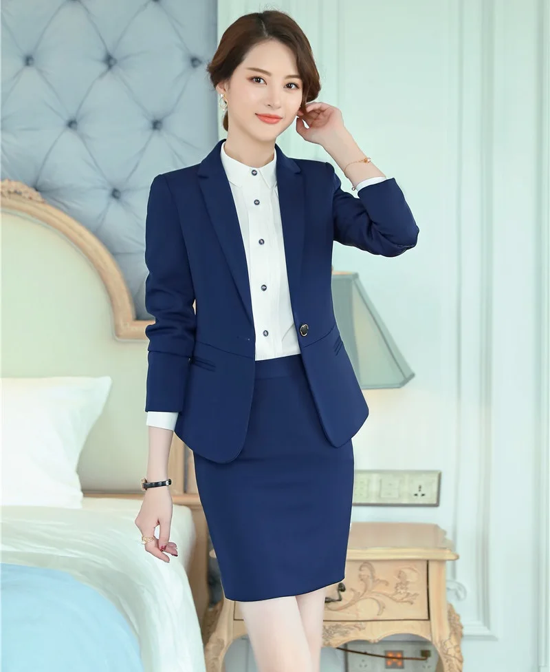 Formal Blazer Women Business Suits With Skirt And Jacket Sets Ladies ...