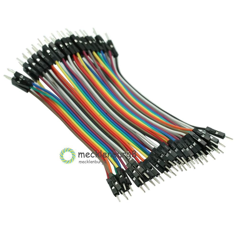 40PCS 10CM 2.54MM Row Male to Male Dupont Cable Breadboard Jumper Wire ...