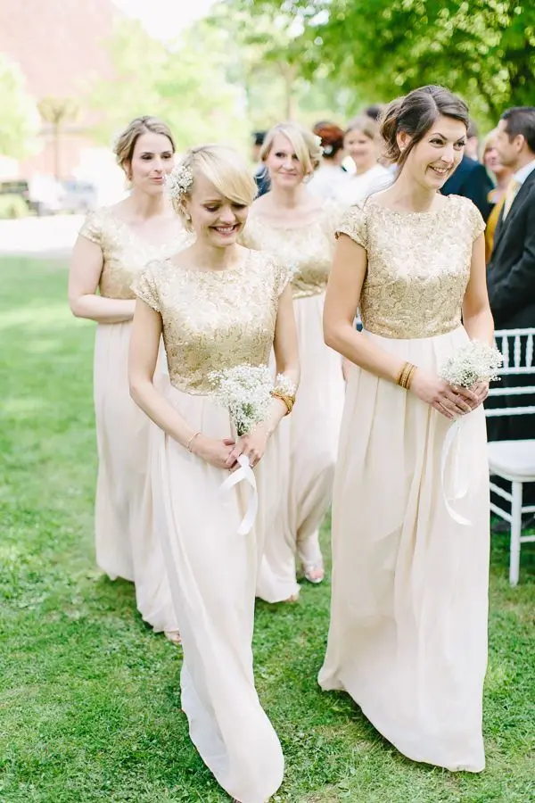 Maid Of Honor Dress Long Chiffon Champagne Bridesmaid Dresses Cheap