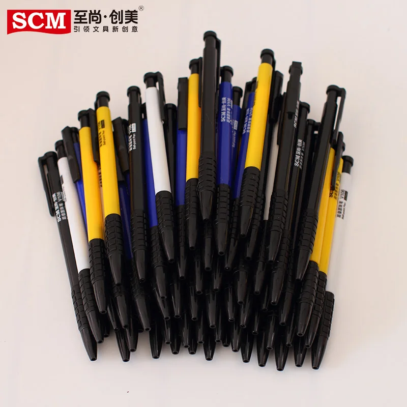 60pcs/lot SCM Simple Style Push Blue Ballpoint Pens Smooth Pen School ...