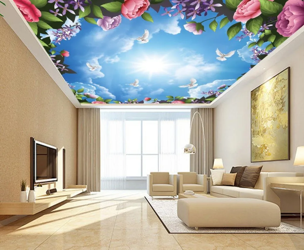 Custom Photo Wallpaper 3d ceiling mural wallpaper Beautiful flower ...