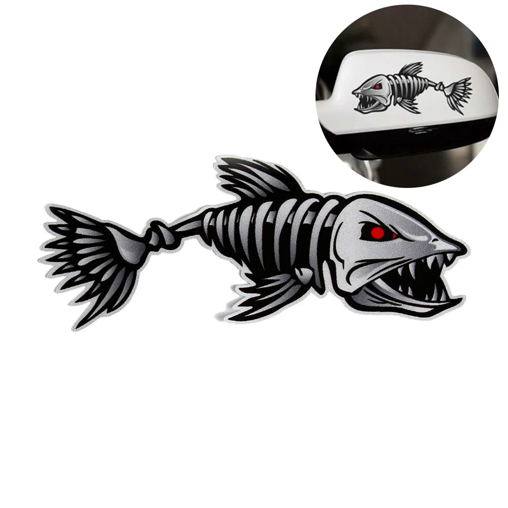 2x Skeleton Fish Vinyl Decals for Marine Boat Fishing Graphics Bone ...