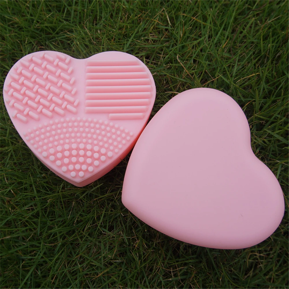 1pc Silicone Colorful Heart Shape Clean Glove Makeup Wash Brush Cleaner ...