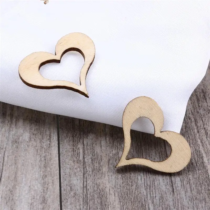 50 шт вырезанные лазером сердечки в форме натурального дерева висячие