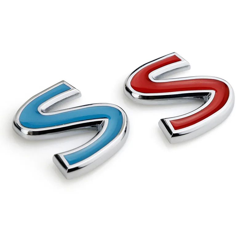 New Letter S Blue Red Car Auto 100% 3D Metal Emblem Trunk Sticker Badge ...