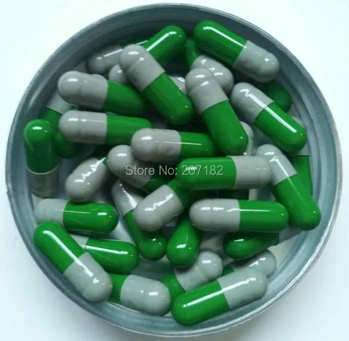 (10,000pcs/pack) top and bottom separated 4# gray/green color capsule ...