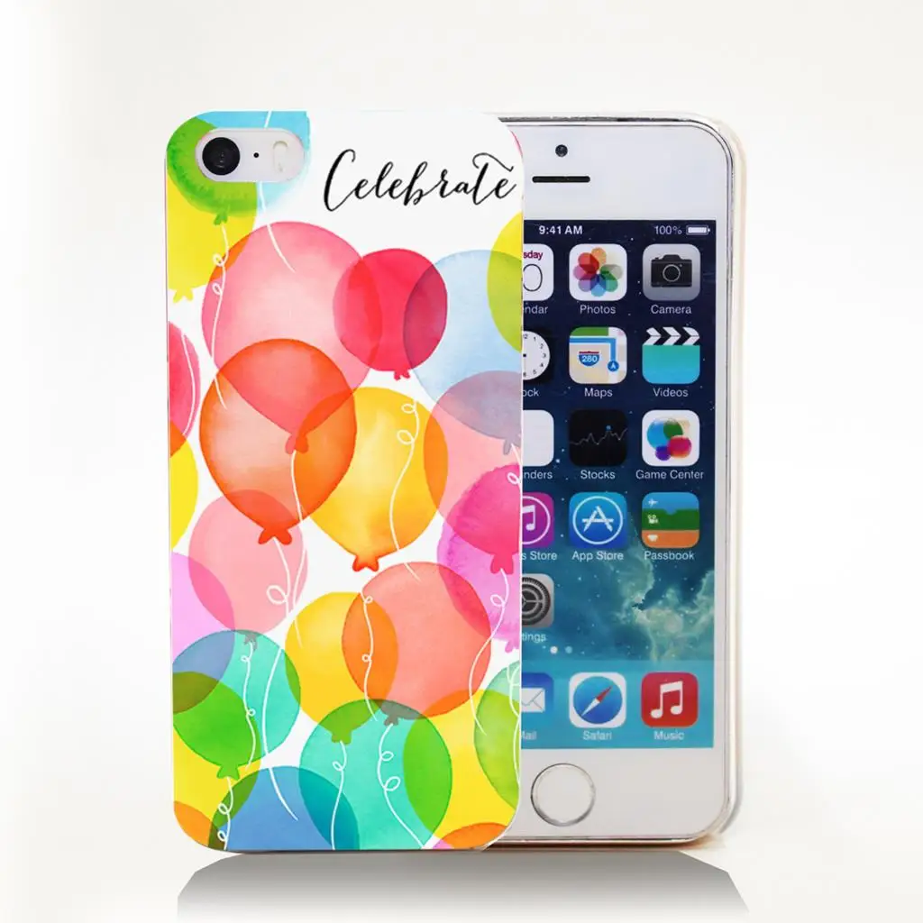 BALLOON_RAINBOW_CELEBRATE Hard Transparent Cover Case for iPhone 4 4s 5 ...