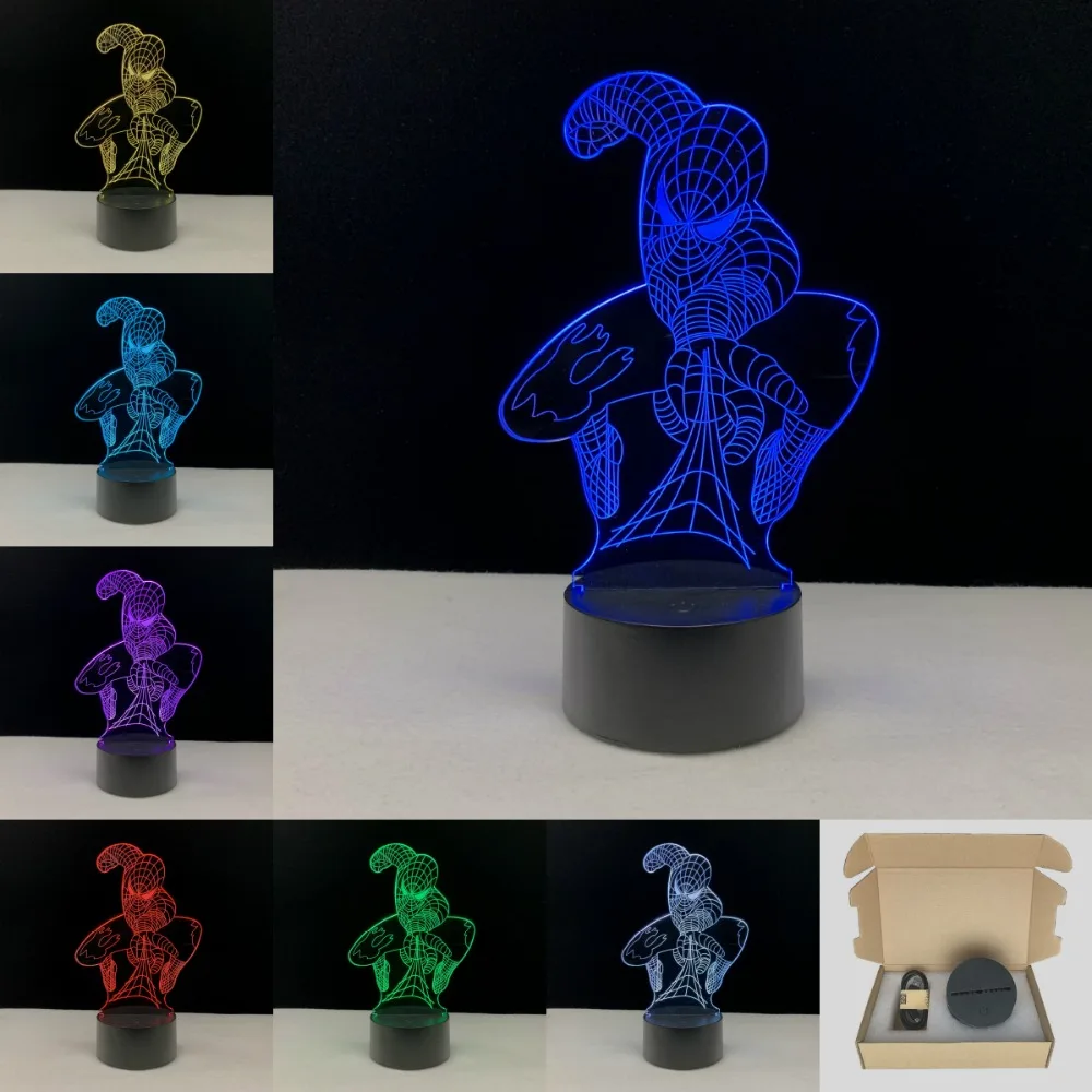Movie Hero Spiderman 3D Night Light Acrylic Plate Bulb USB LED ...