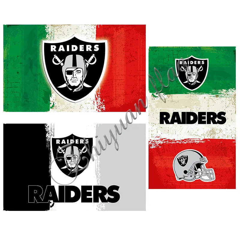 Oakland Raiders flags 3ftx5ft Green white red Stripes Banner 100D ...