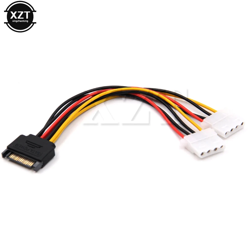 15 Pin Sata Male To 4 Pin Molex 2 Female Ide Hdd Power Hard Drive Cable ...