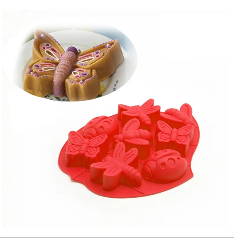 8 Hole Butterfly Bee Ladybug Insect Candy Silicone Mold Chocolate ...