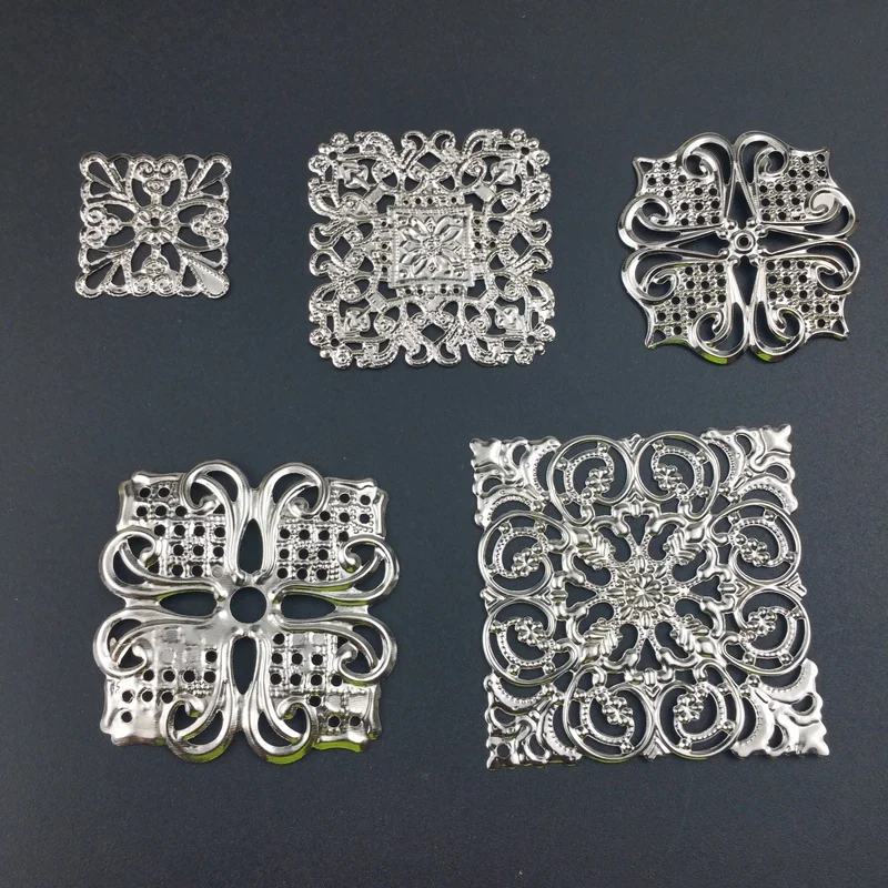 20Pcs-Filigree-square-Connectors-Metal-Crafts-Gift-Decoration-DIY ...