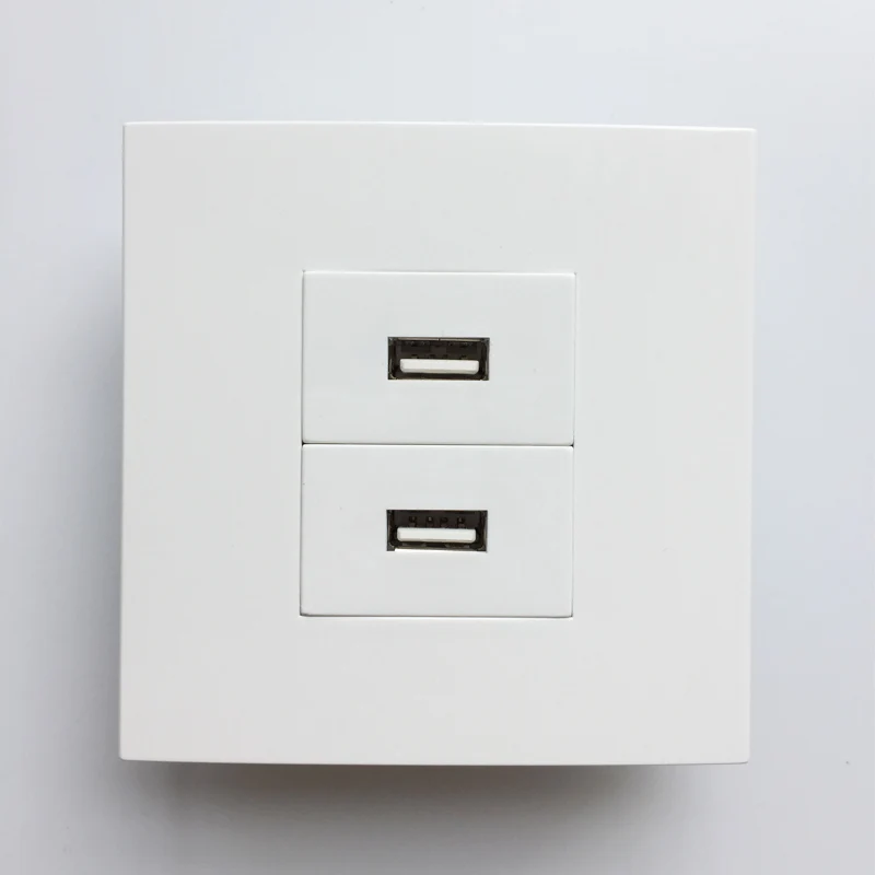 Dual USB2.0 Wall Outlet 86x86mm USB Connector White Color Faceplate ...