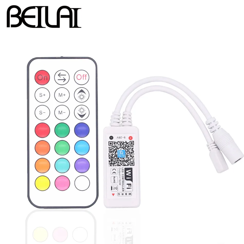 BEIYUN DC 12 볼트 24 볼트 와이파이 RGBW LED 컨트롤러 IOS/안드로이드 RF 21Key 원격 제어 RGBW ...