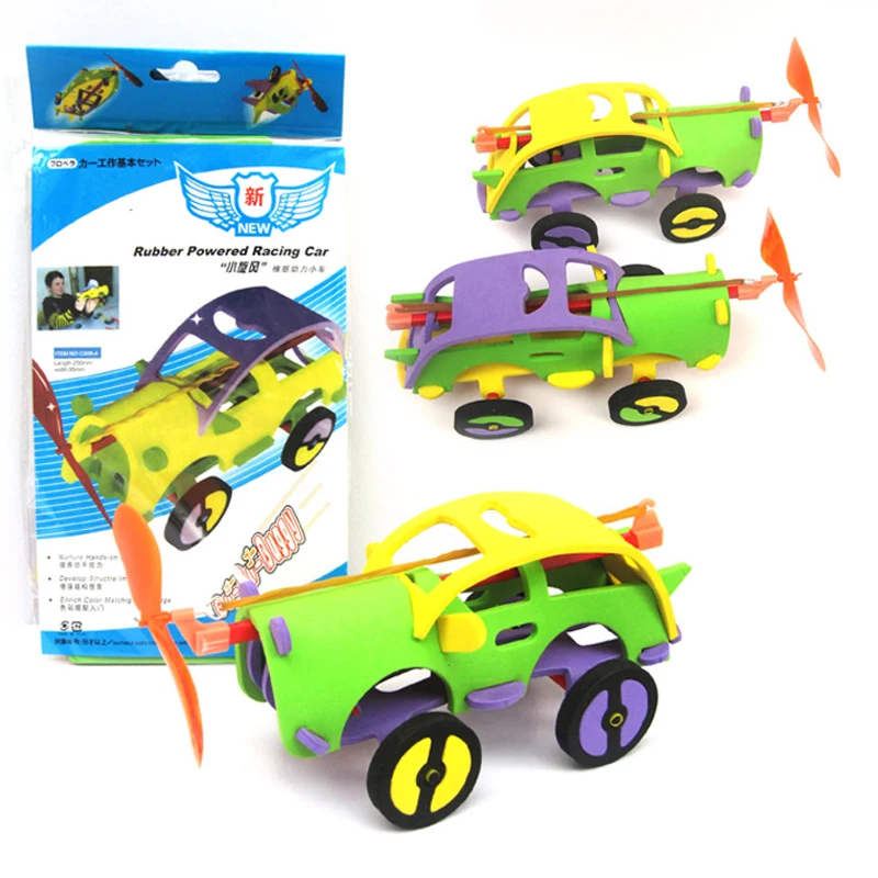 DIY Rubber Power Propeller Plane Car Model Building EVA Toy Kids ...