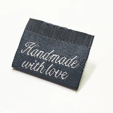100pcs 2*2.5cm Hand Made With Love DIY Woven Main Labels Middle Folded ...