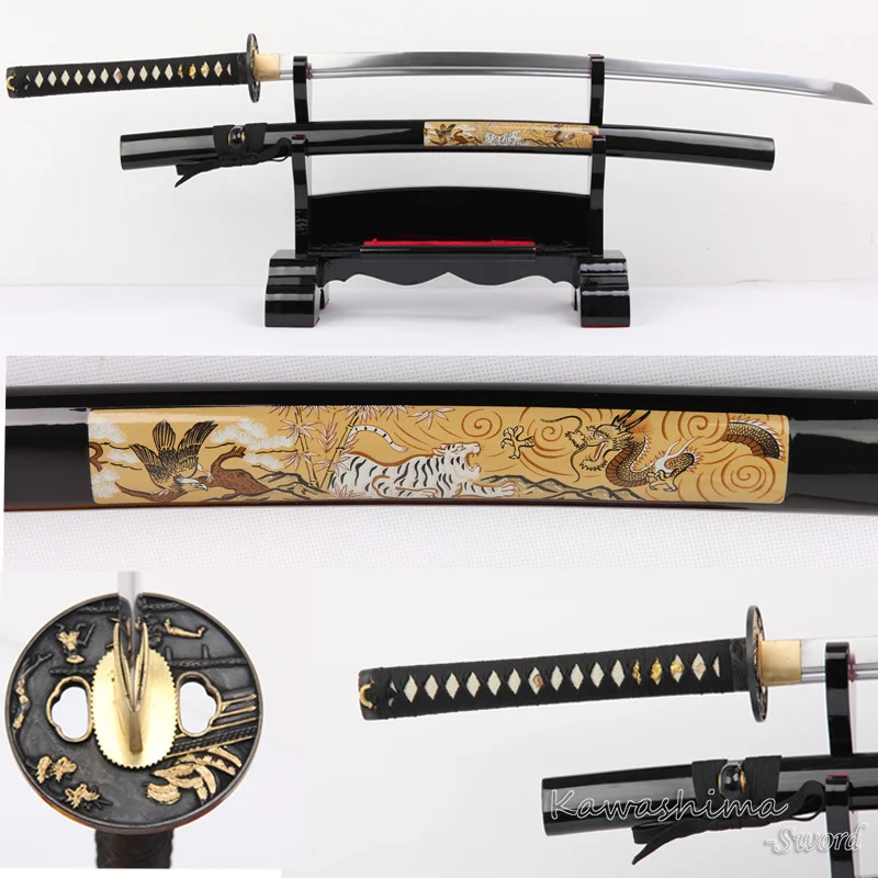 Tiger Pattern Sheath Real Samurai Sword Handmade Japanese Katana High ...