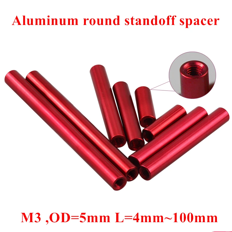 10pcs M3 Aluminum Column Post Red aluminum round standoff spacer ...