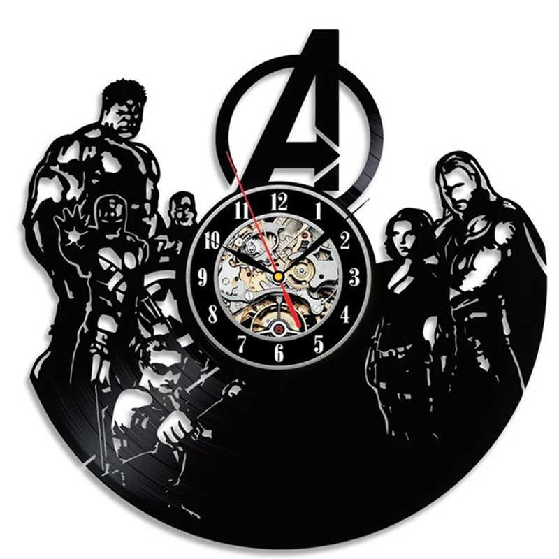 Avengers Vinyl Record Wall Clock Modern Design Marvel Comics Iron Man ...