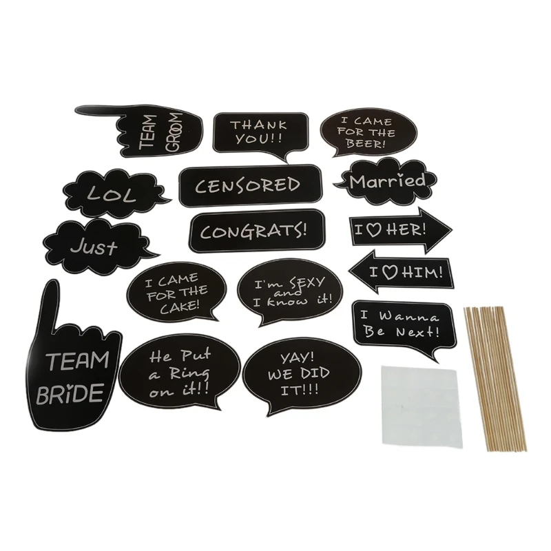 16 Piece / Set Photo Props Marry Booth Team Bride Groom Party Bridal ...