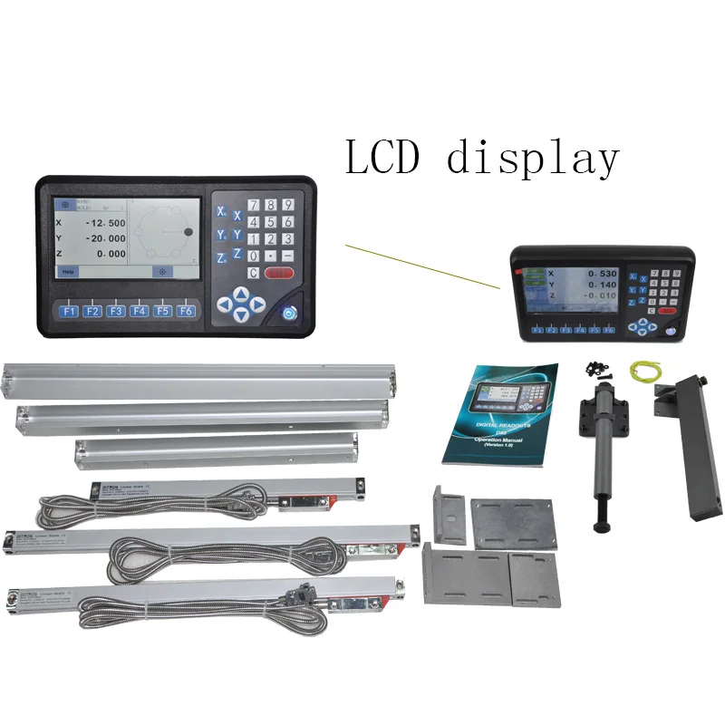 Dro 3 Axis Lcd Digital Readout Display(rs232)and 5um 0-1100mm 3pcs Optical Linear Scale/linear ...