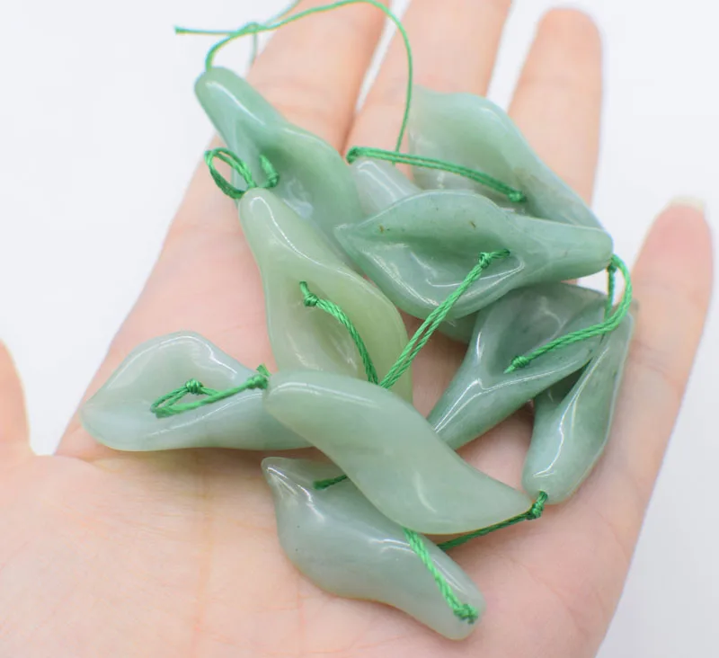 10-Buah-Manik-manik-Longgar-Giok-Hijau-Ukiran-Bunga-16-38Mm-untuk ...