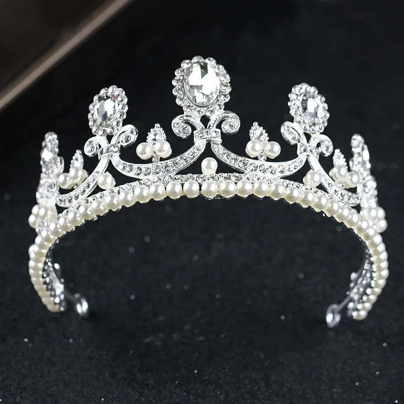 Women Luxury White Pearl Crowns Bride Crown Queen Princess Bridal ...