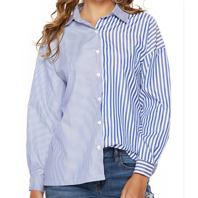 Blusa L 5XL rayas azules para mujer, blusa de Primavera de talla grande ...