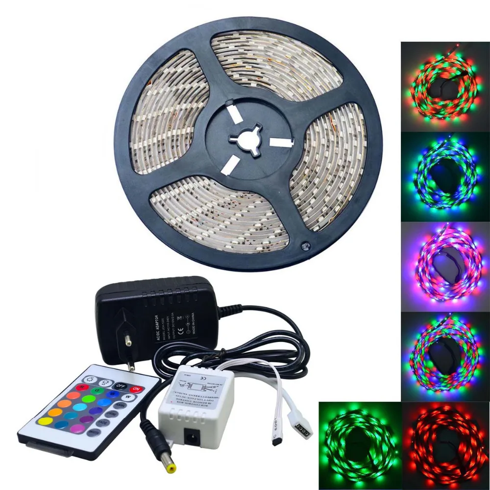Waterproof 35W 300 5050 SMD RGB LED Light Strip w/ Remote control (AC ...