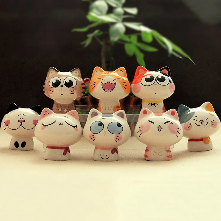 Jingdezhen Handmade Ceramic Cute Happy Cat Decorations Porcelain Home ...
