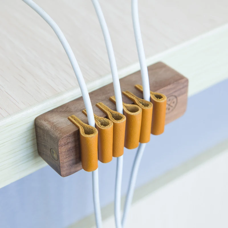 Wood Desktop Storage Rack Data Line Receives The Cable Bundle Tube of ...