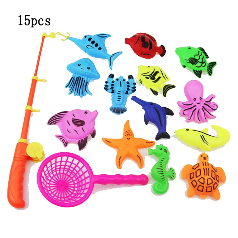 New Baby Educational Toys 15pcs Set Magnetic Fishing Toy Game Kids 3D ...