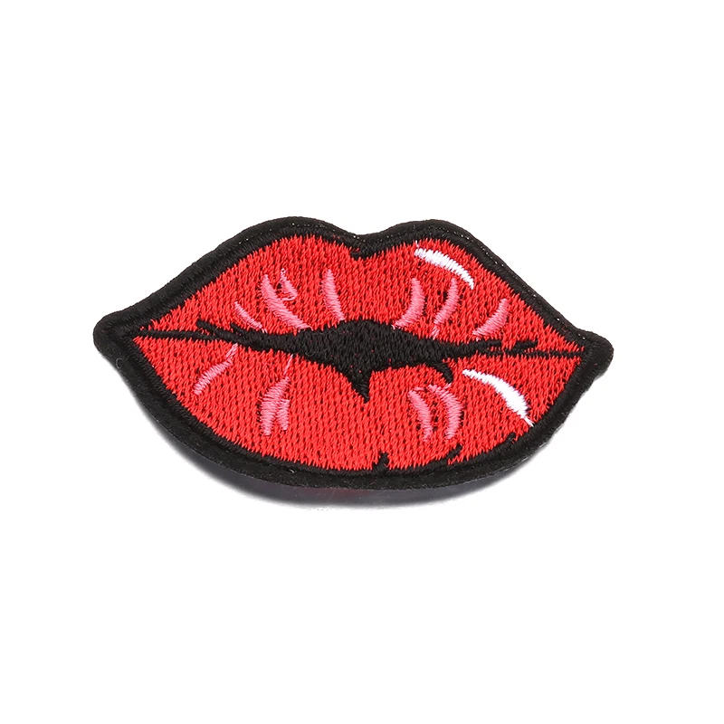 1PC Patches for Clothing Red Lips Patch Badge Embroidered Iron on Patches Stripes For Appliques ...